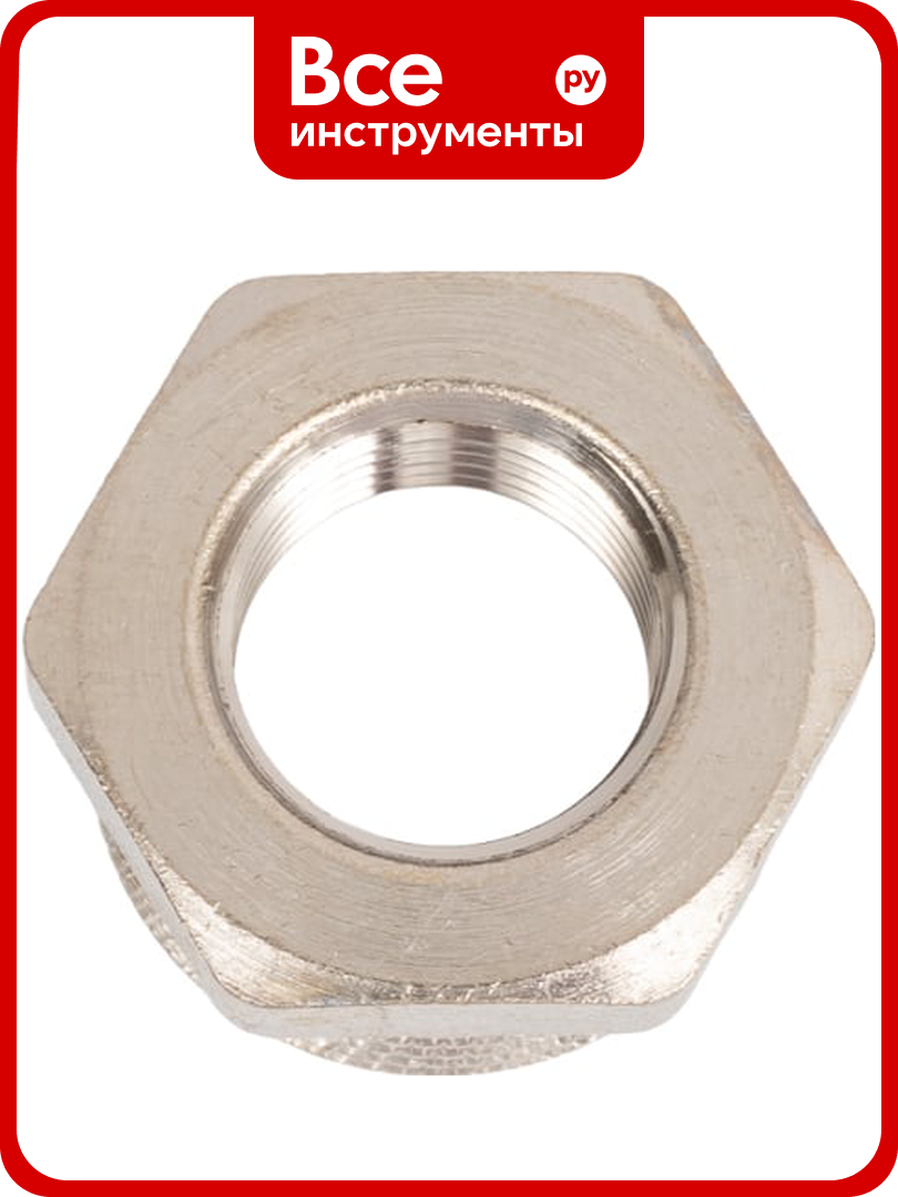 Футорка LD Pride DN25x15, 1"НР х 1/2" ВР, латунная с никелевым покрытием, бытовой тип, внутренняя‑наружная резьба