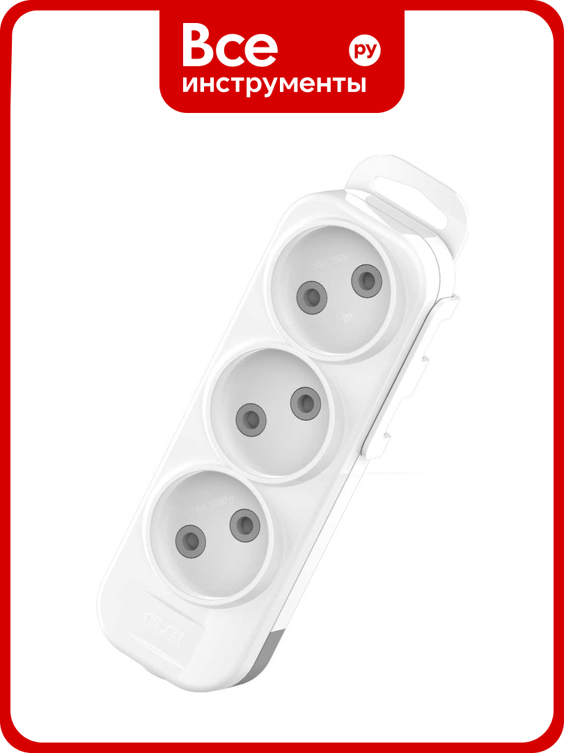 Колодка ELBI Myra 3вх с защитными шторками 527-010200-300, настенный выключатель из пластика с тремя розетками