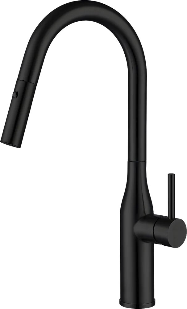 Смеситель для кухни Gappo G4398-46 с поворотным изливом, черный, матовый, однорычажный, нержавеющая сталь, с керамическим картриджем