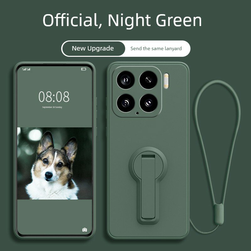 Чехол для Xiaomi 15 Pro из жидкого силикона, темно-зеленый, полная защита, ультра ударопрочный с защитным стеклом