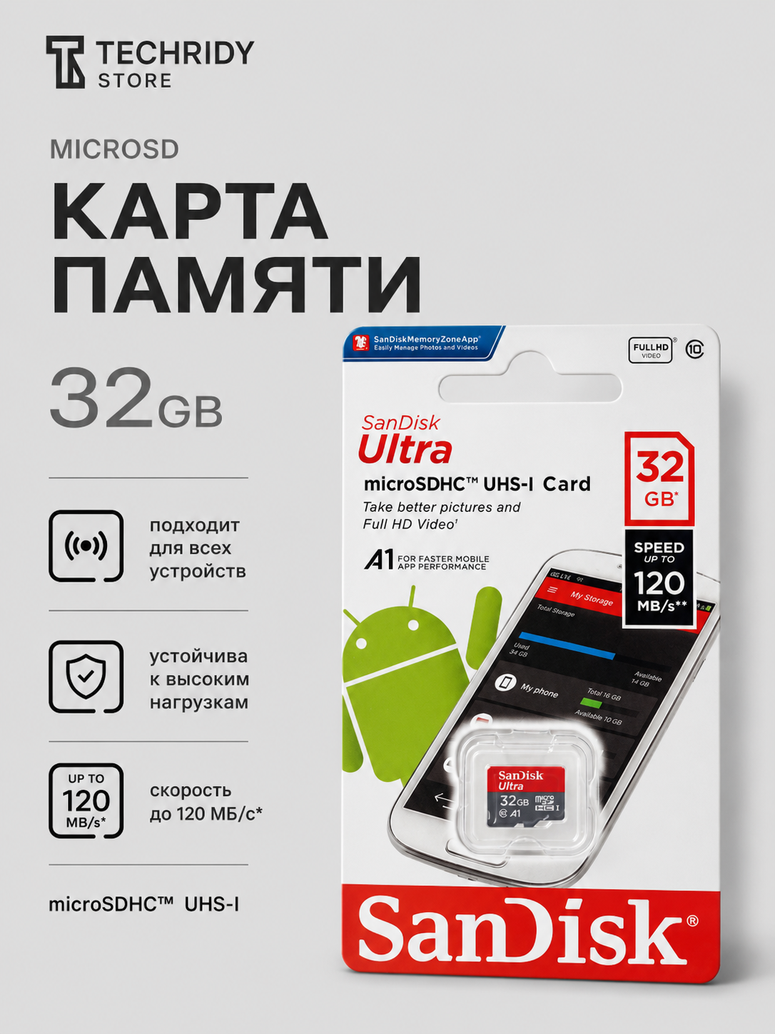 Карта памяти Micro SD 32 гб