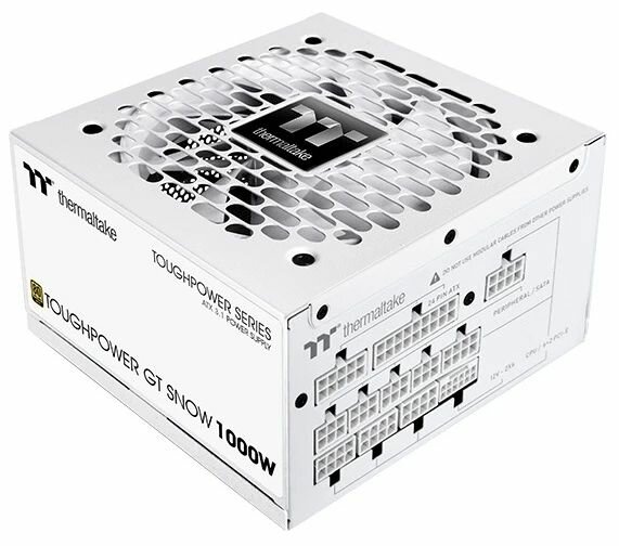 Блок питания Thermaltake Toughpower GT Snow 1000W 80 Plus Gold (PS-TPT-1000FNFAGE-W) белый - ATX 20+4 пин, 4 pin + 4 pin x2 CPU, 6 SATA, 5 x 6+2 pin, 12V-2x6 PCI-E