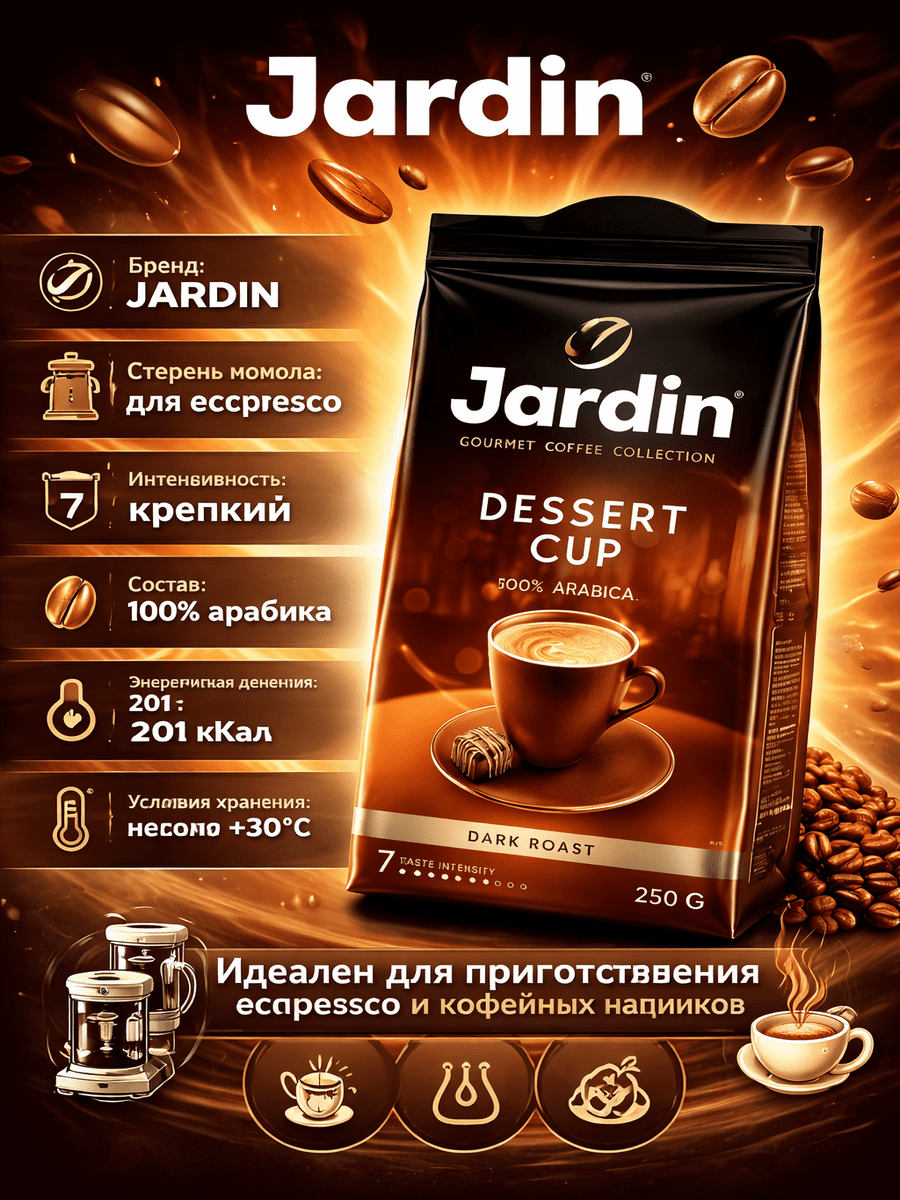 Кофе Jardin Dessert Сup молотый натуральный жареный, 250г