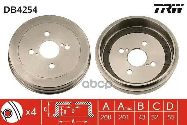 Барабан тормозной TOYOTA YARIS 99-05 TRW арт. DB4254