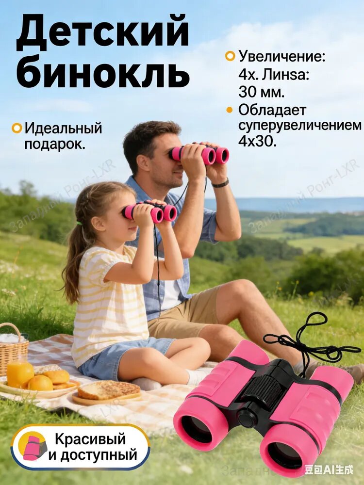 Детский телескоп, резиновая рукоятка, ручная фокусировка, 4 - кратное увеличение