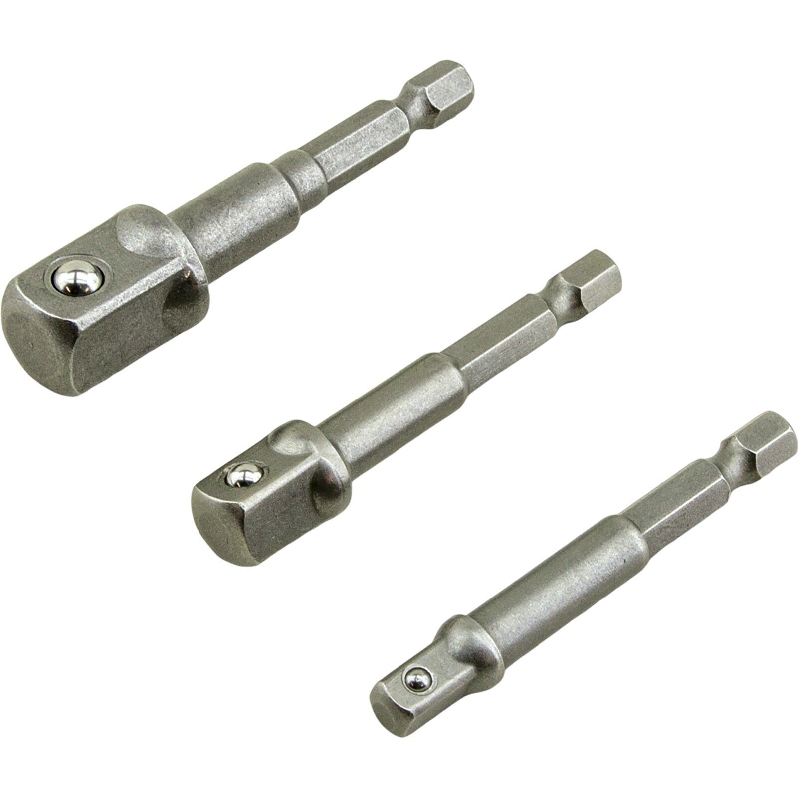 ER-9313 Набор адаптеров ER-9313 под головки 1/2"(75мм) 1/4"(65мм) 3/8"(65мм) 6-гранные для шуруповерта 3 пр. в блистере эврика