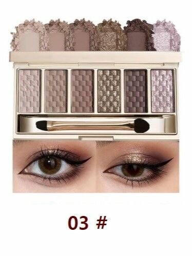 Палитра теней для век Rosy Nude Warm, 6 матовых и мерцающих оттенков тон 03