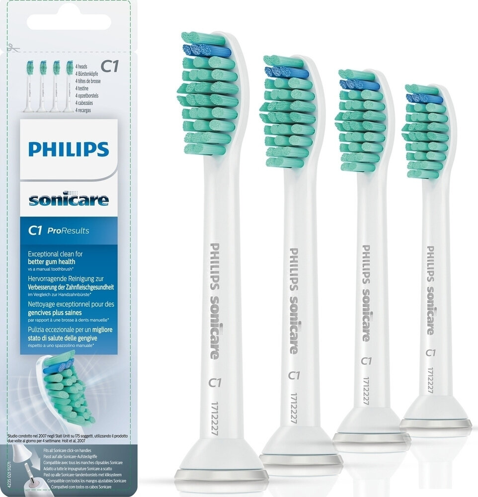Philips Sonicare Pro Results, сменные насадки для зубных щеток C1, белые, упаковка из 4 штук - HX6014/07