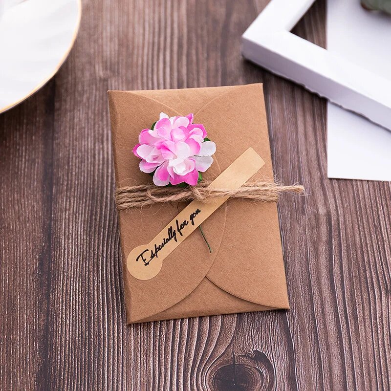 Карточки для благословения сушеных цветов kraft 10pcs Pink Carnation