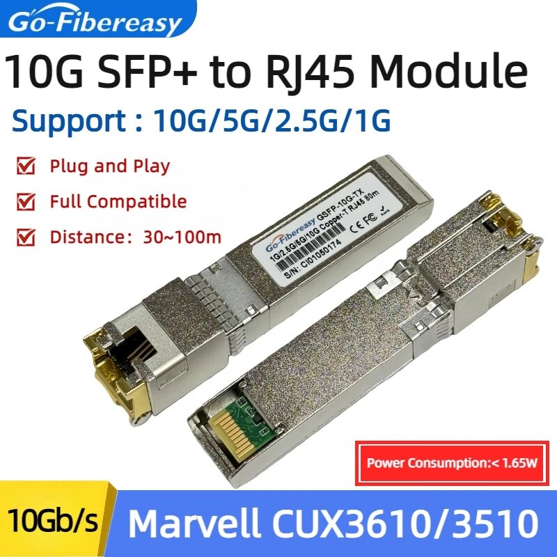 10GBase-T SFP+ модуль Go-Fibereasy, 1pcs, 100m