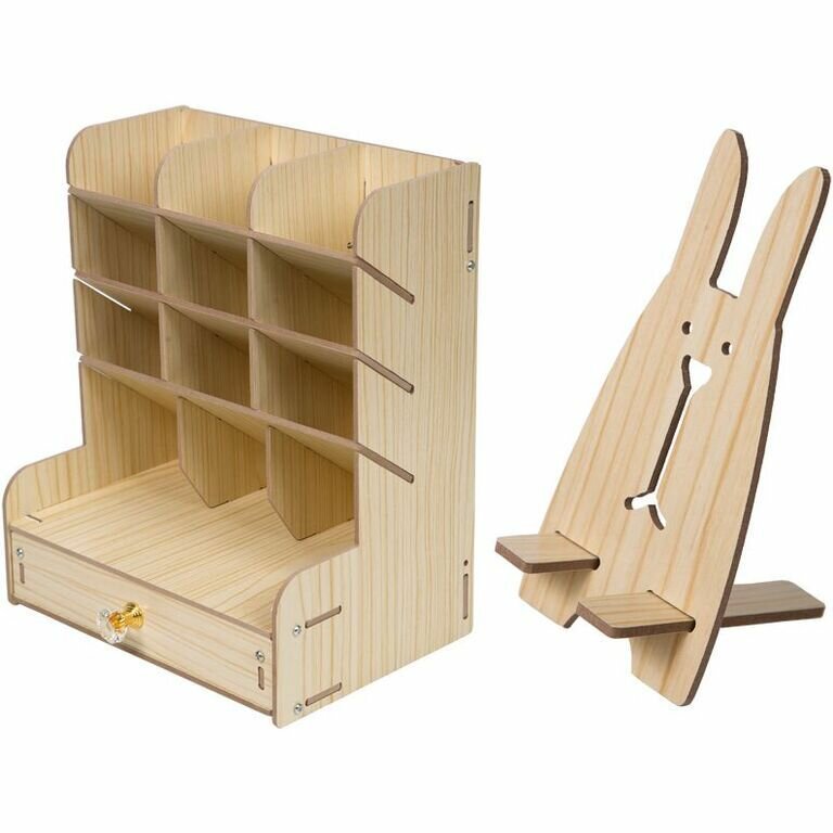 Органайзер-подставка настольный deVENTE. Academy 21 x 15 x 25.5 см, МДФ, натуральный, картонная коробка