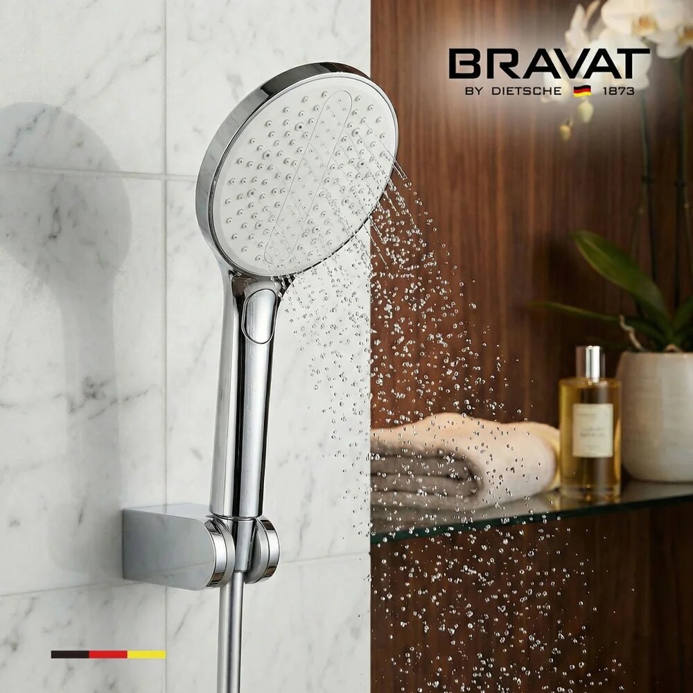 Лейка для душа цвет хром BRAVAT D2144CP-SW