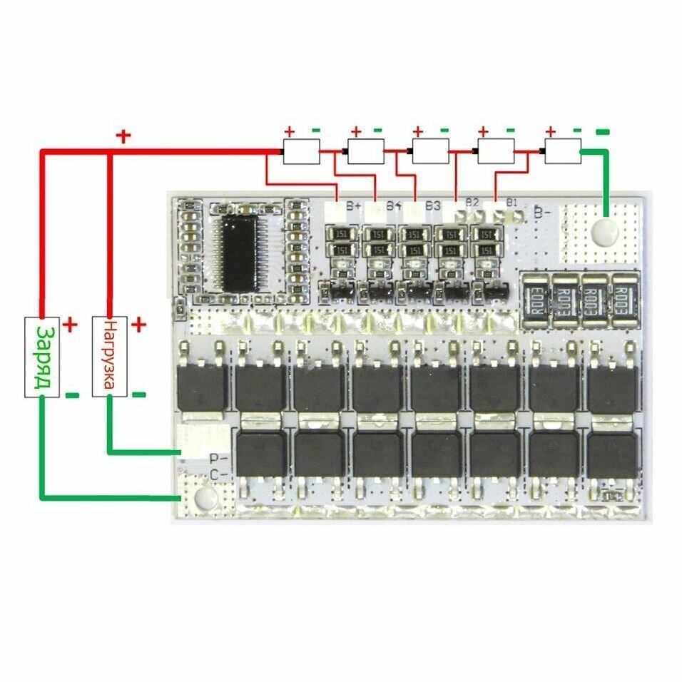Контроллер заряда BMS 5S 21V 100A с балансиром для Li-Ion АКБ