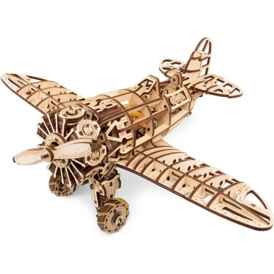 Деревянный конструктор Eco Wood Art EWA Самолет с мотором