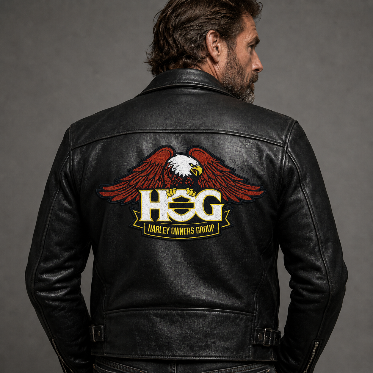 Нашивка, патч, шеврон "Орел Harley Davidson. HOG" 300x165mm PTC254