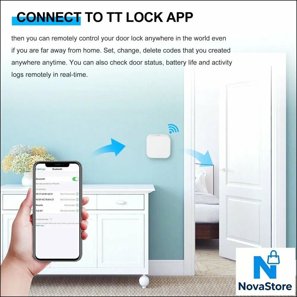 Мостовой шлюз Ttlock с эксклюзивным управлением через App для Bluetooth и WiFi замков на отпечаток пальца или пароль