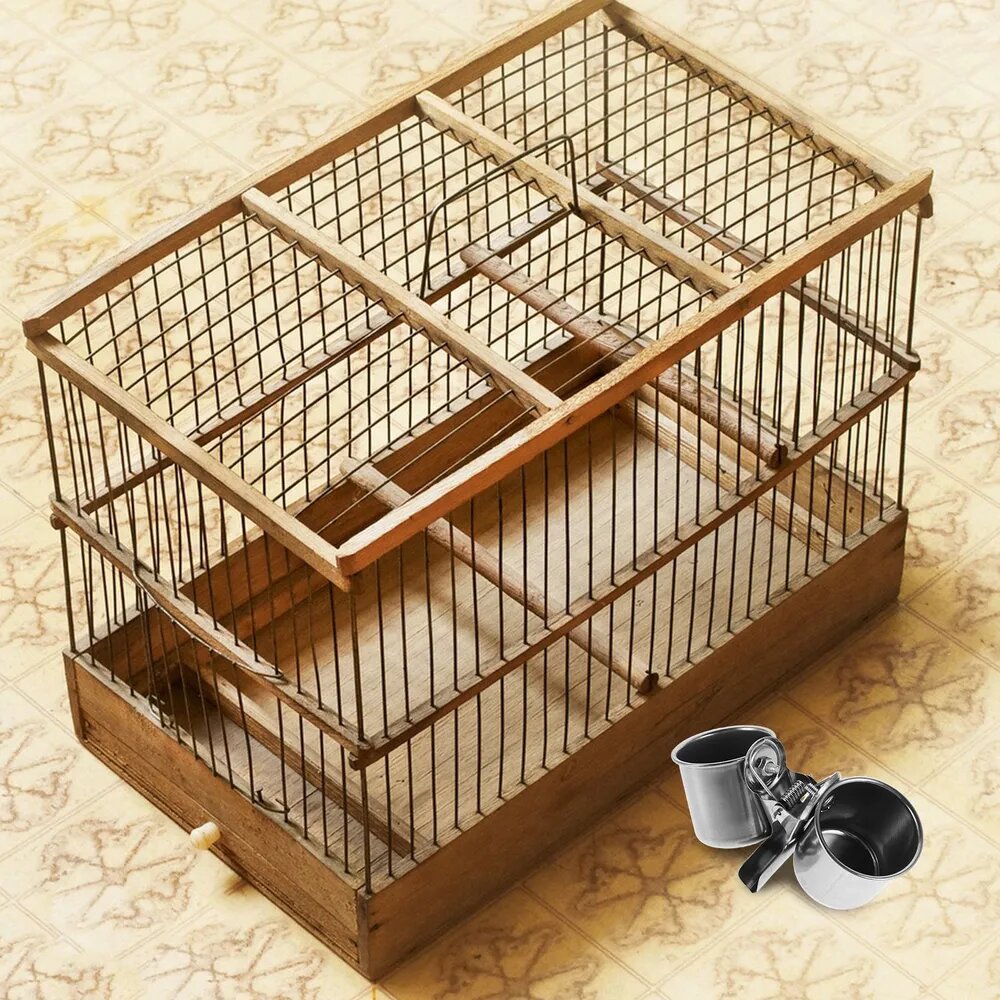 Кормушки из нержавеющей стали с зажимами для клеток, 4 шт, для корелл и мелких животных