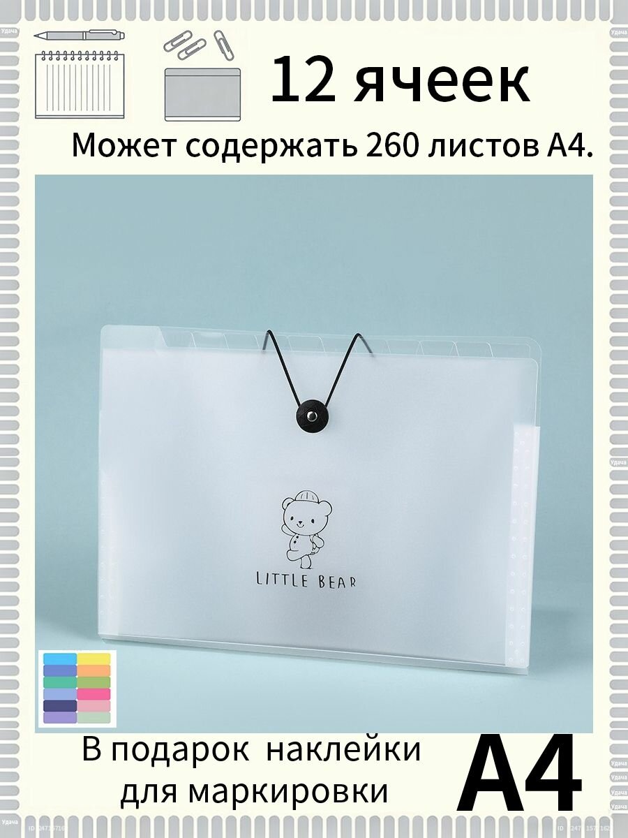 Архивная папка, формат A4, пластик, крепление на клапане, 1 шт