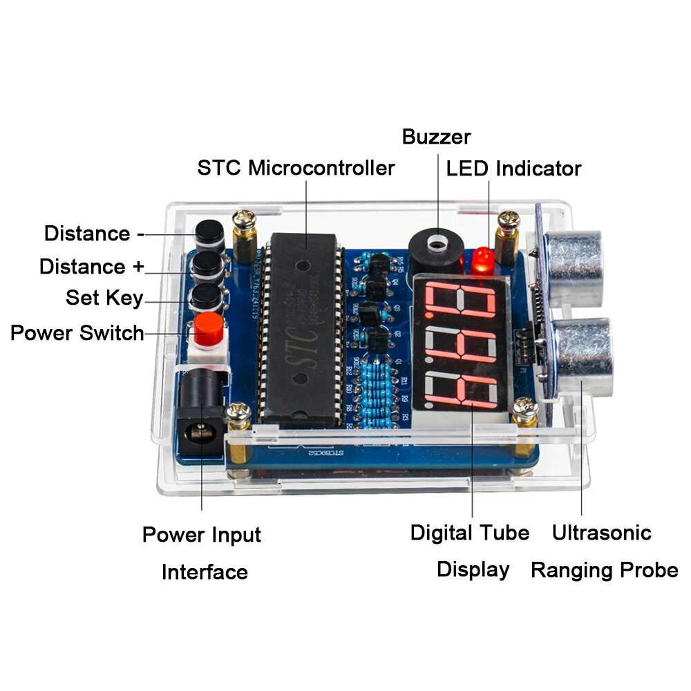 Набор для сборки ультразвукового дальномера STC89C51 DC5V 4м
