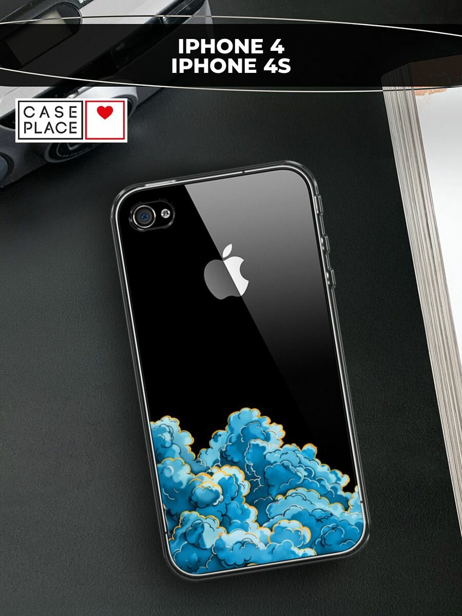 Чехол на Apple iPhone 4/4S / Айфон 4/4S с принтом Звезда и облака, прозрачный