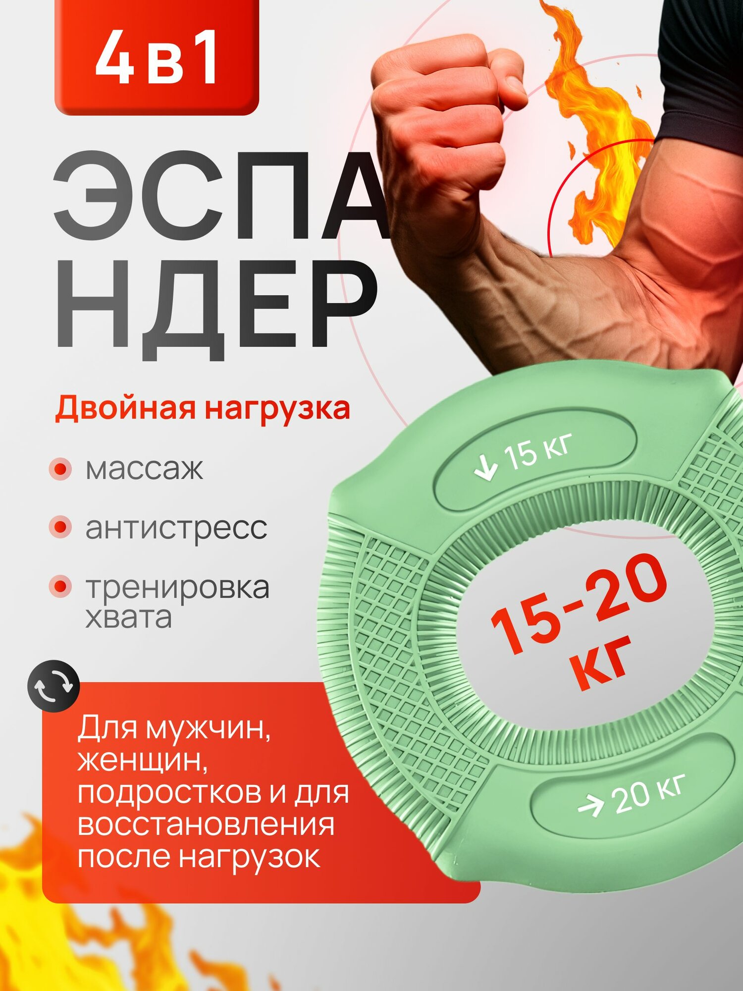 Эспандер кистевой резиновый для рук 15-20 кг / экспандер кистевой