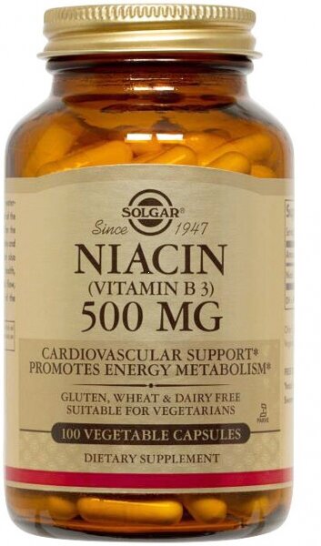 Отдельные витамины Solgar Niacin 500 mg (100 веганских капсул)