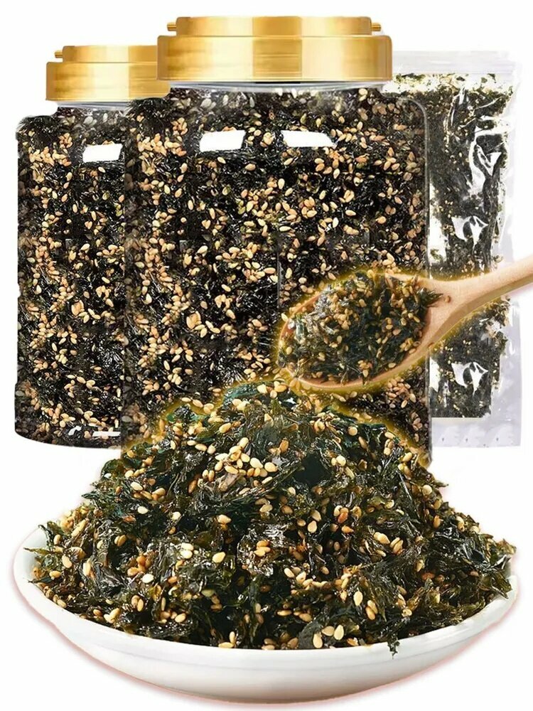 Нори с кунжутом, морская капуста в кунжутном масле, чипсы из ламинарии