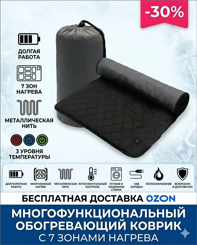 Вкладыш для спального мешка с подогревом / 7 зон подогрева / Питание от USB