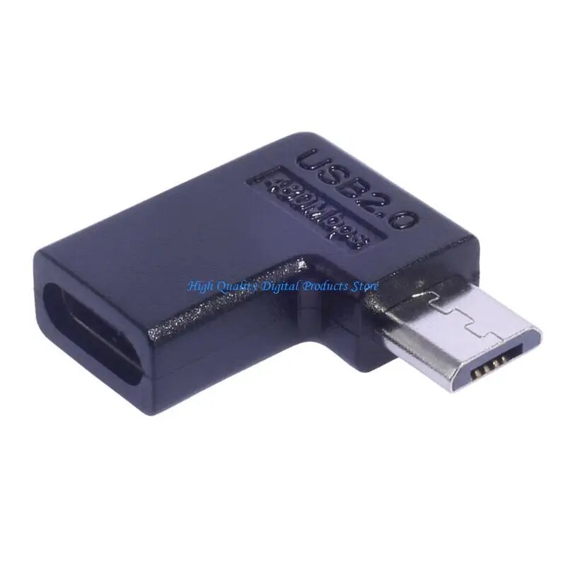 U2JE 90-градусный адаптер Micro USB для зарядки, преобразователь MicroUSB в TypeC для различных устройств, передача данных 480