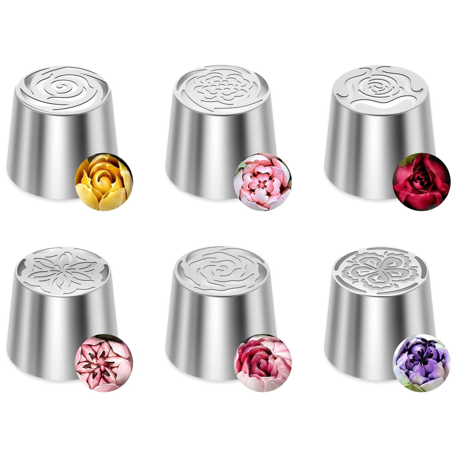 Насадки для украшения торта 6 шт, сталь, дизайн розы 6pcs