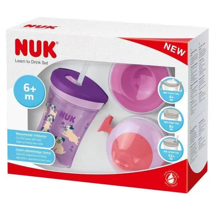 NUK EVOLUTION Поильник TRAINER 230 мл, Фиолетовый щенок