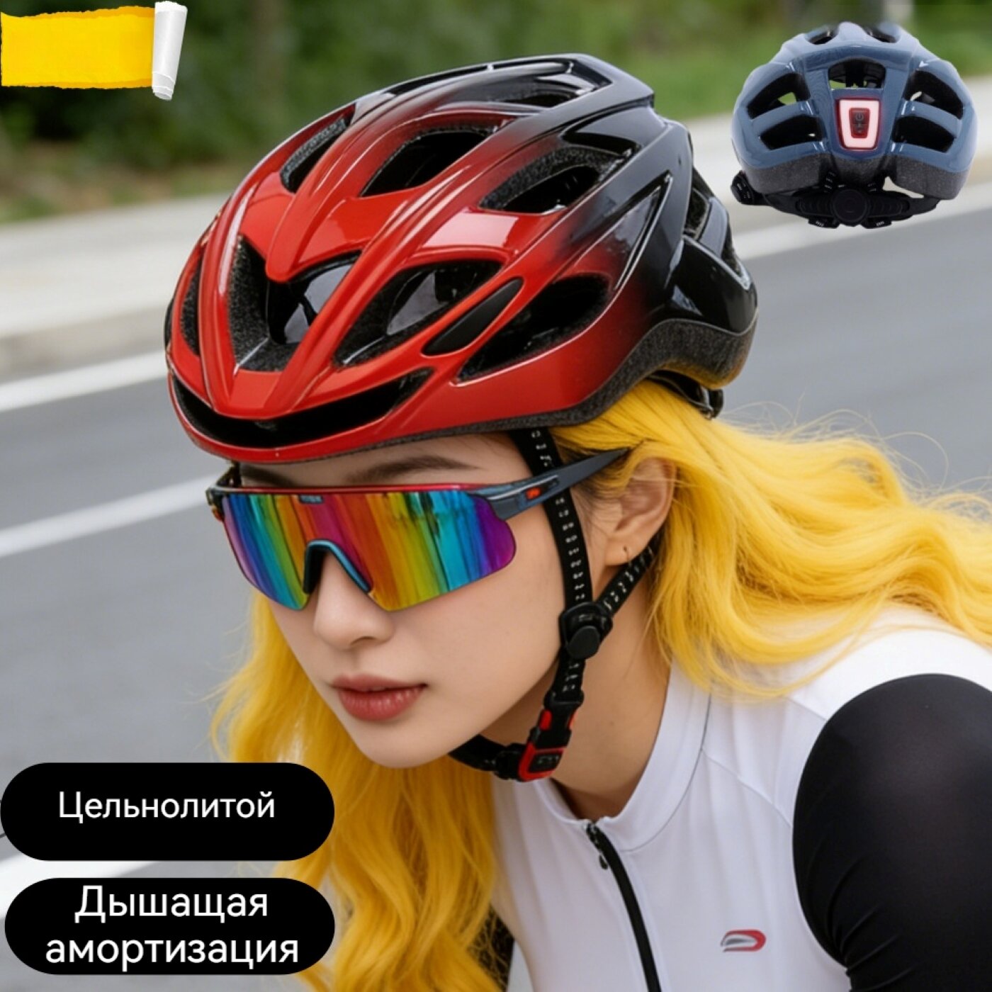 Велосипедный шлем, используемый для горных, шоссейных и балансировочных велосипедов с перезаряжаемыми задними фонарями