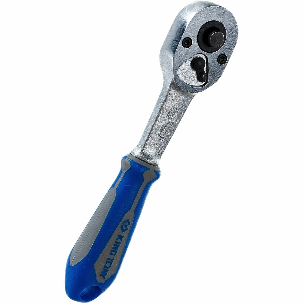 Трещотка KING TONY 1/4", 134 мм, 24 зубца, флажковая с кнопкой, фиксатор 2771-55G