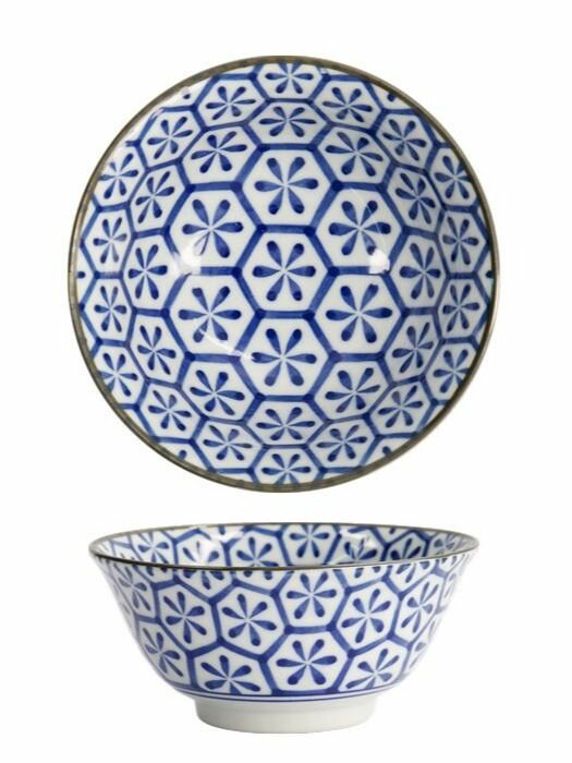 Салатник фарфоровый TOKYO DESIGN Mixed Bowls Kristal, 550 мл, 15 см, синий/белый