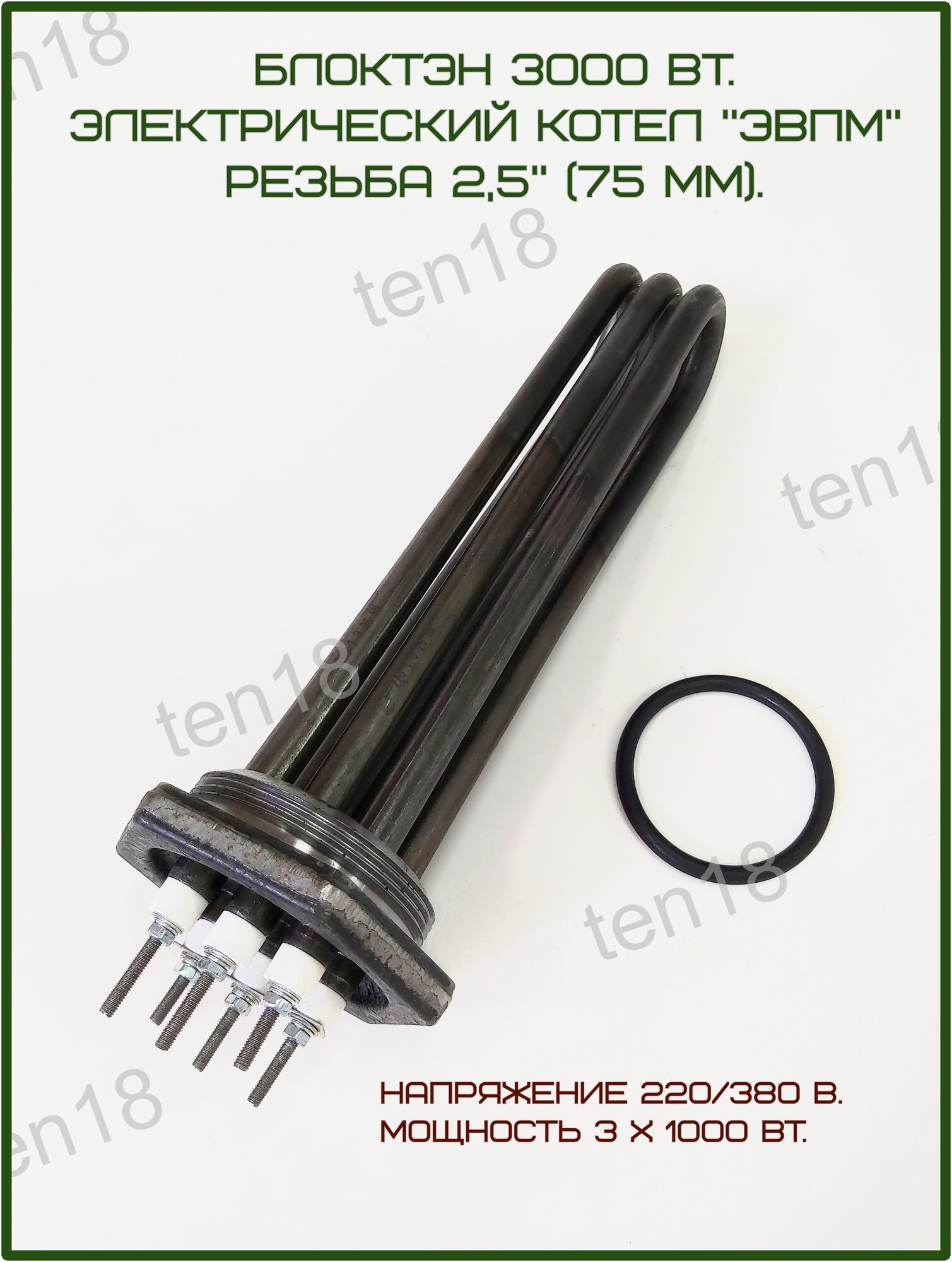 Блок ТЭН (ТЭНБ-3) электрический котел 3000Вт 220В Резьба G2,5"