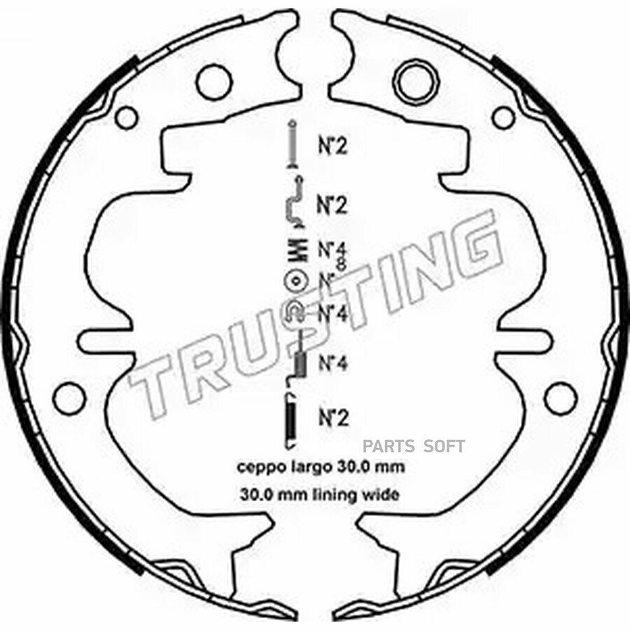 Колодки барабанные ручник с установочным комплектом Toyota Camry/Avensis 1.4-1.8 96> от официального дистрибьютора, TRUSTING, артикул 115314K