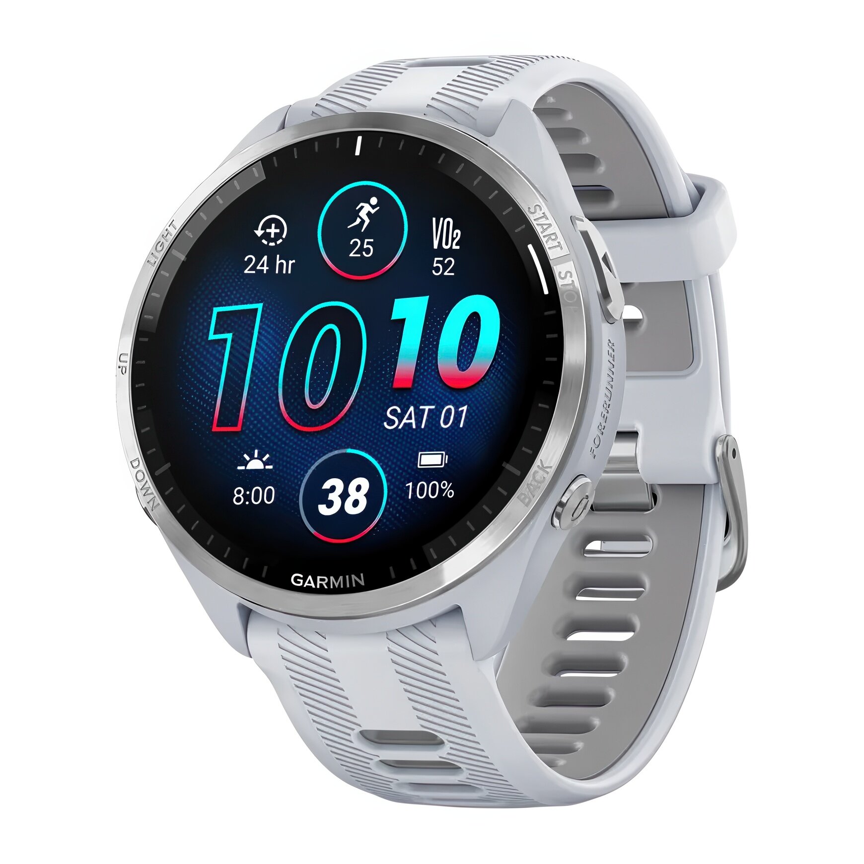 Умные часы Garmin Forerunner 965, Titanium Bezel With Whitestone Case And Whitestone/Powder Gray Silicone Band