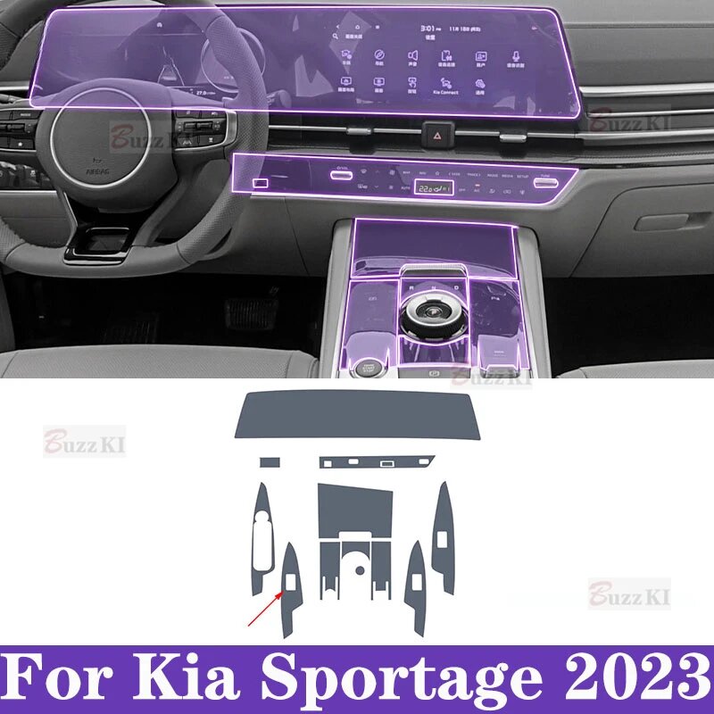 Для Kia Sportage 2023: Защитная пленка из прозрачного ТПУ для Full Set A, Left-hand drive