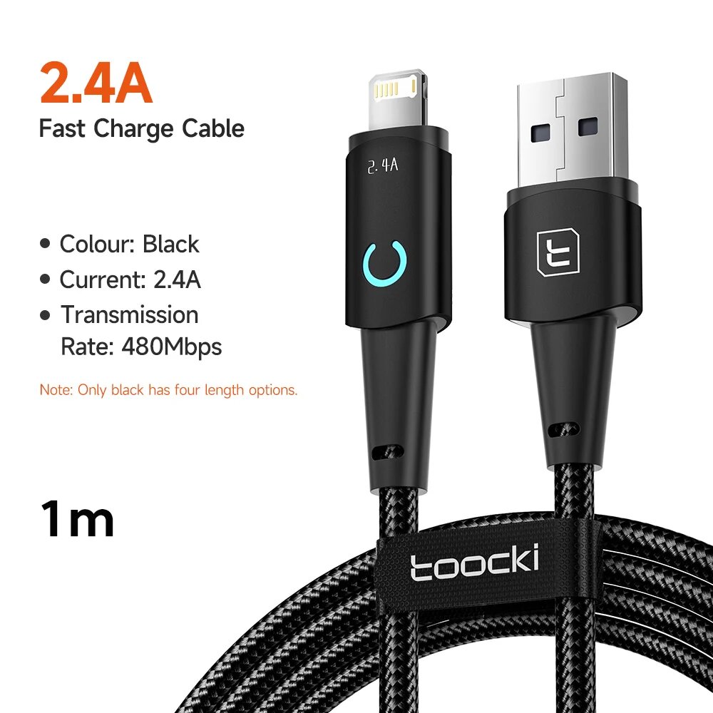 USB-кабель Toocki Для Быстрой Зарядки iPhone 13/12/11 Pro Max, iPad Pro, Синхронизация Данных, Светодиодная Подсветка