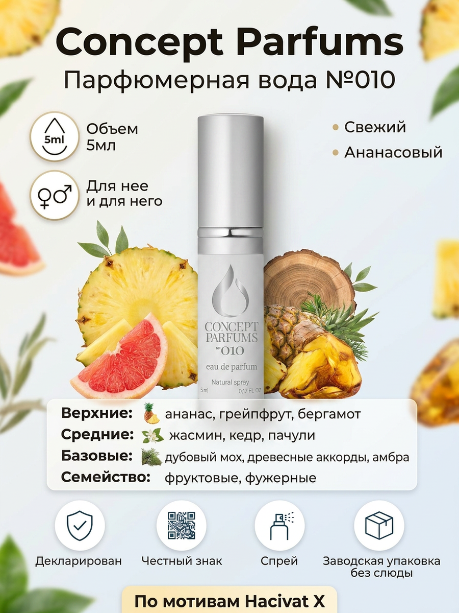Concept Parfums 010 Парфюмерная вода Унисекс 5мл фруктовые, фужерные