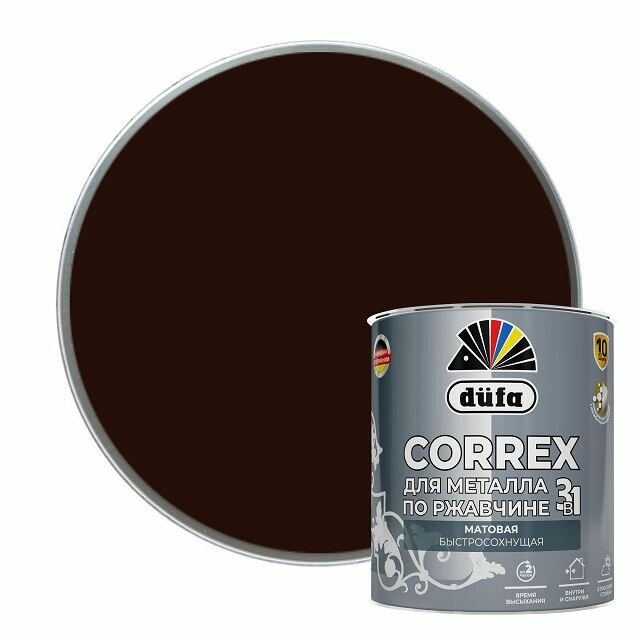 Грунт-эмаль DUFA Correx 3в1, RAL-8017 шоколадная матовая, 0.75л, МП00-014776