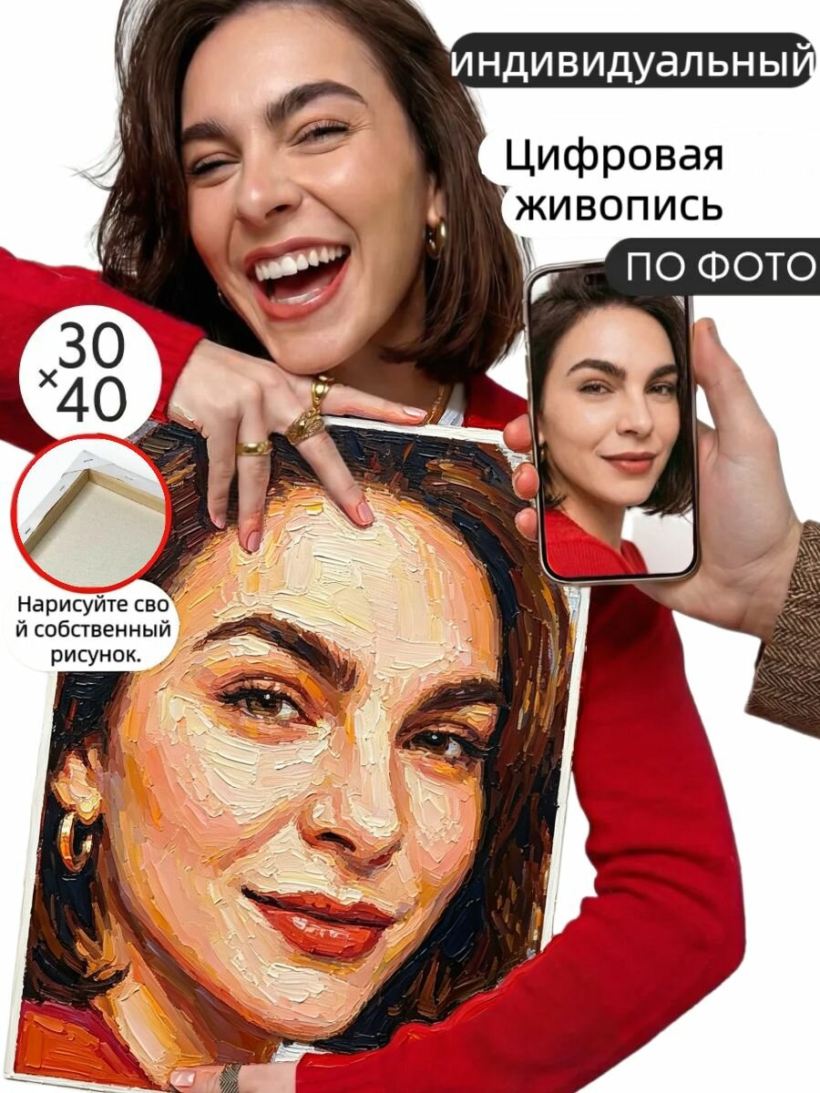 Картина по номерам на заказ Цифровая масляная живопись из фото, набор для творчества с красками и кистями, 30x40см
