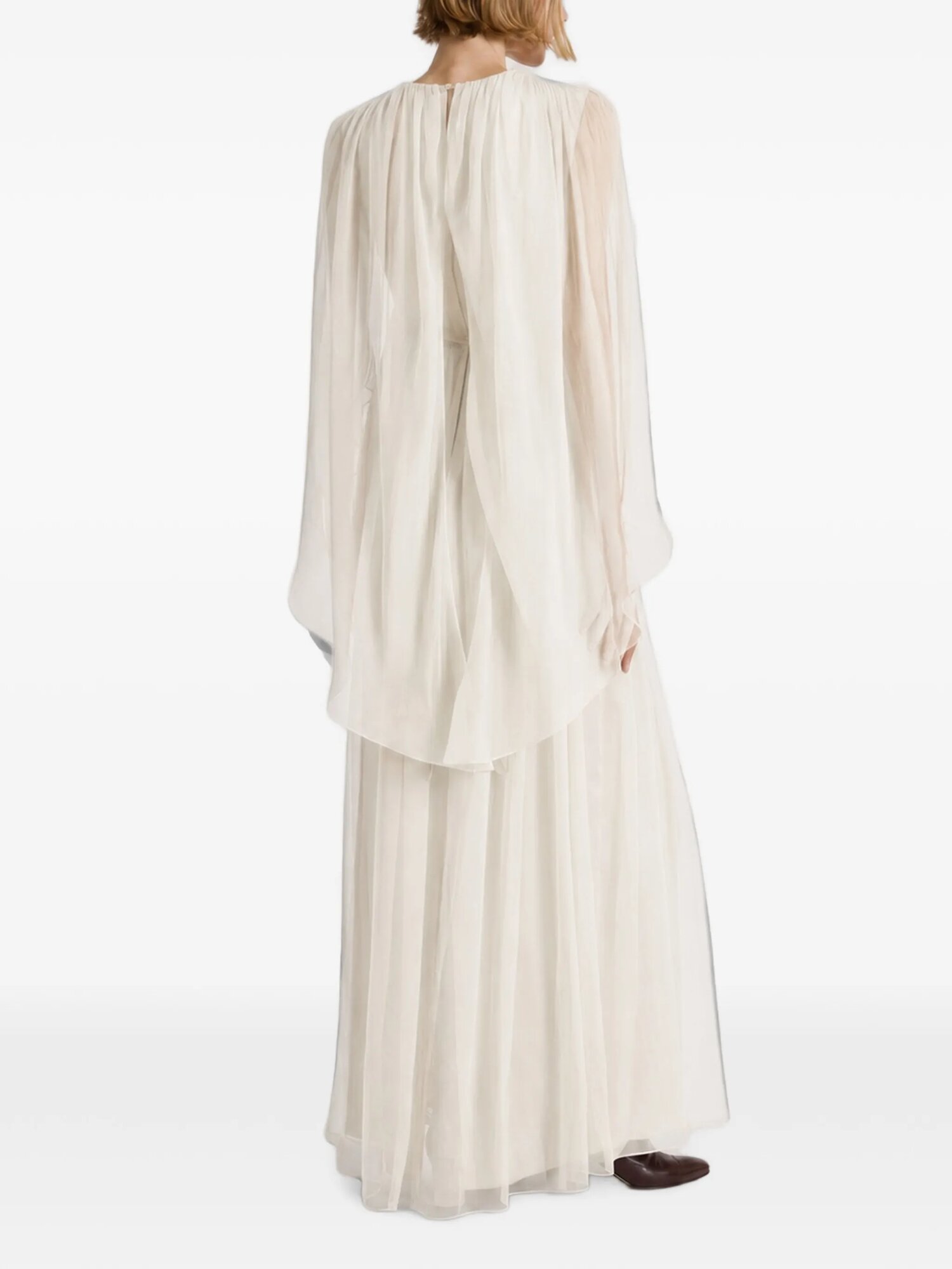 Платье Alberta Ferretti Pleated silk maxi dress, размер 38, бежевый/белый — фото 1