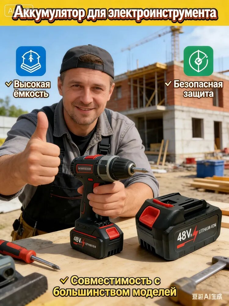 Аккумулятор 48В для садового инвентаря и триммеров, батарея 15Ач для цепных пил и инструмента. Мощный АКБ 48v литиевый для долгой работы на даче и в саду.