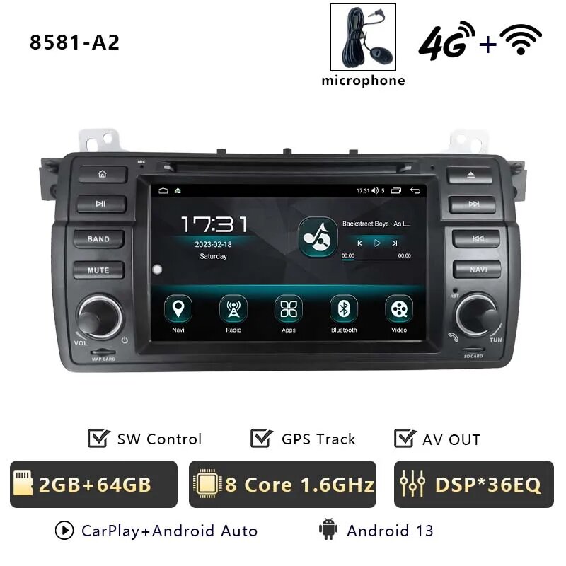 CHSTEK Android 13 автомагнитола для BMW E46 3 серии, 8581A2