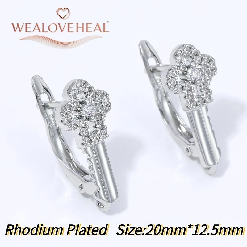 Серьги-клипсы WEALOVEHEAL, Rhodium plated, 20x12.5 мм