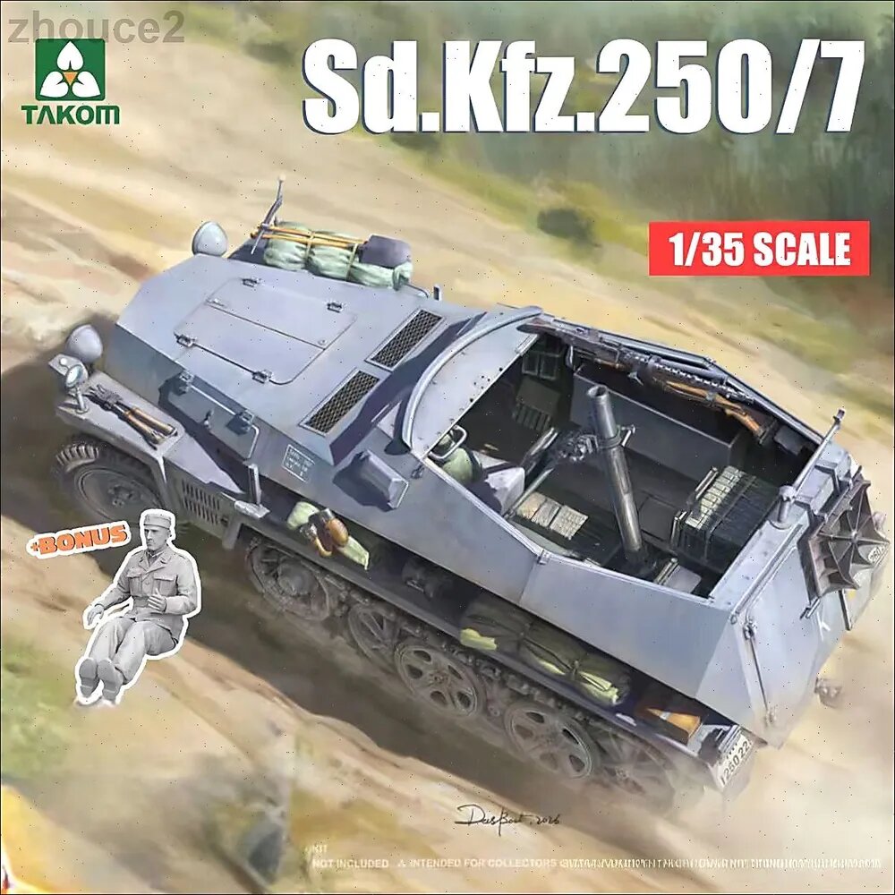 TAKOM 2212, масштаб 1/35, бронетранспортер Sd. Kfz.250/7 Ausf.A, носитель 81-мм миномёта