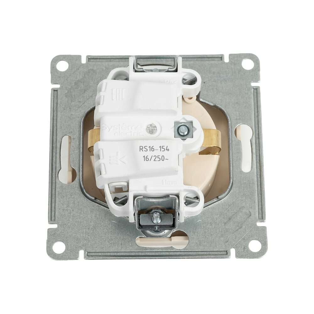 Розетка Systeme Electric W59 с заземлением без шторок, 16а, механизм, слоновая кость RS16-154-2-86 — фото 1