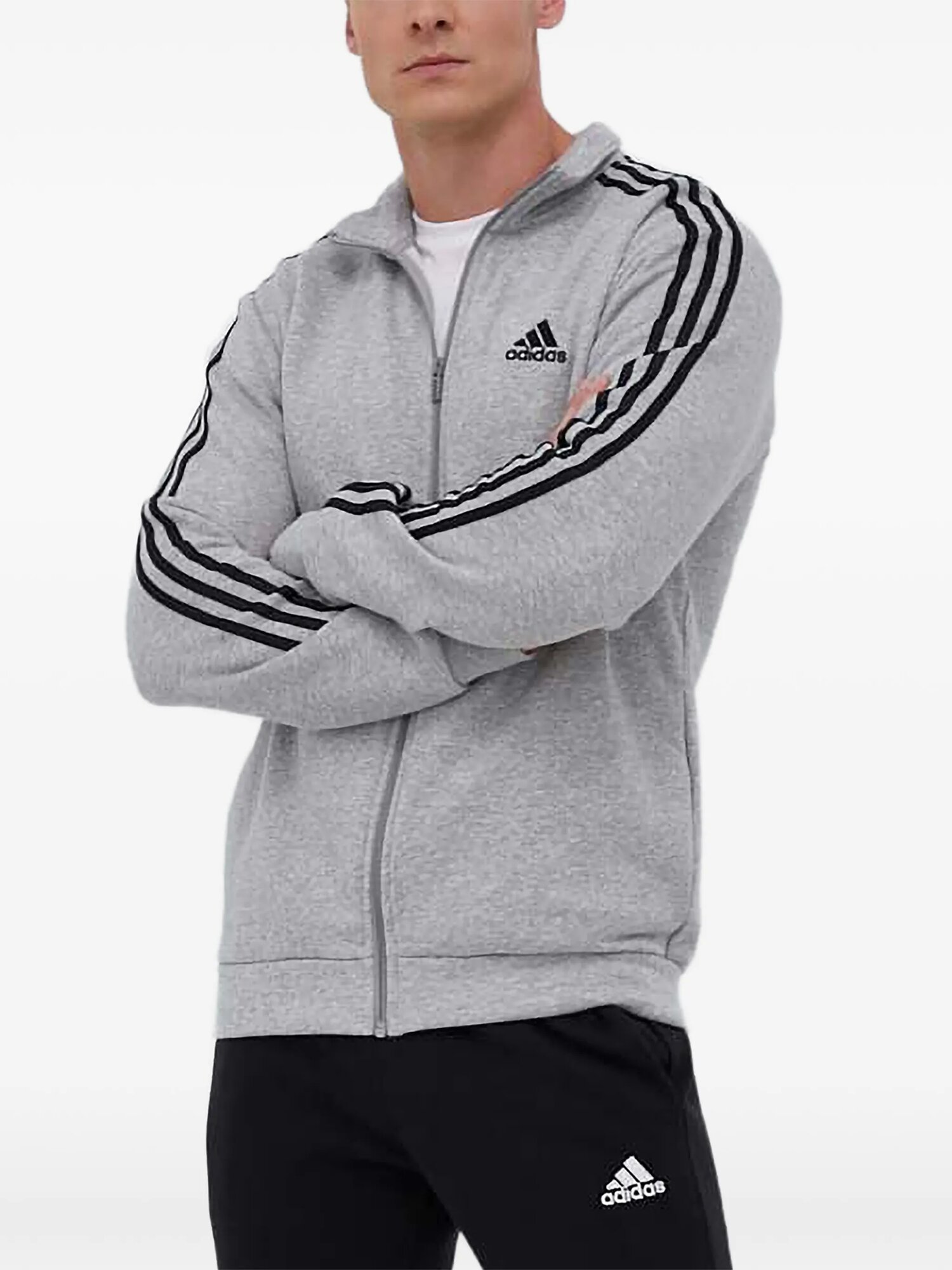 Толстовка adidas Logo-print tracksuit, размер 46 GER, , черный