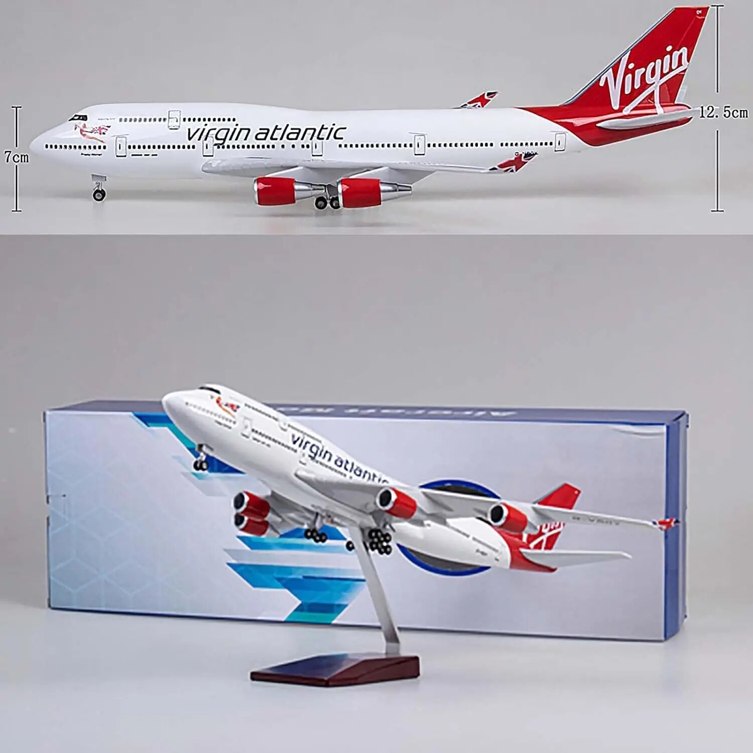 Модель самолета Virgin Atlantic B747 1:150 with light